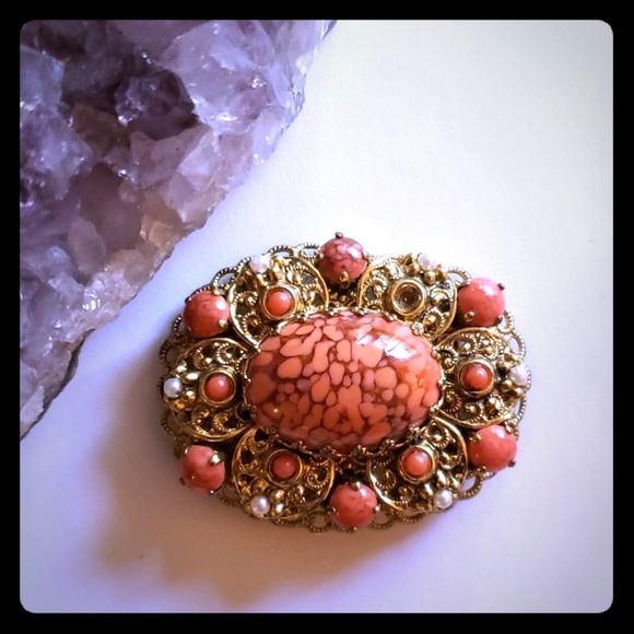 Jewelry | Vintage 6s Orange Brooch | Poshmark